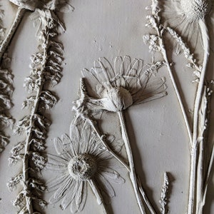Wildflower Bas Relief, Bas Relief, Plaster Cast Tile, Botanical Art ...