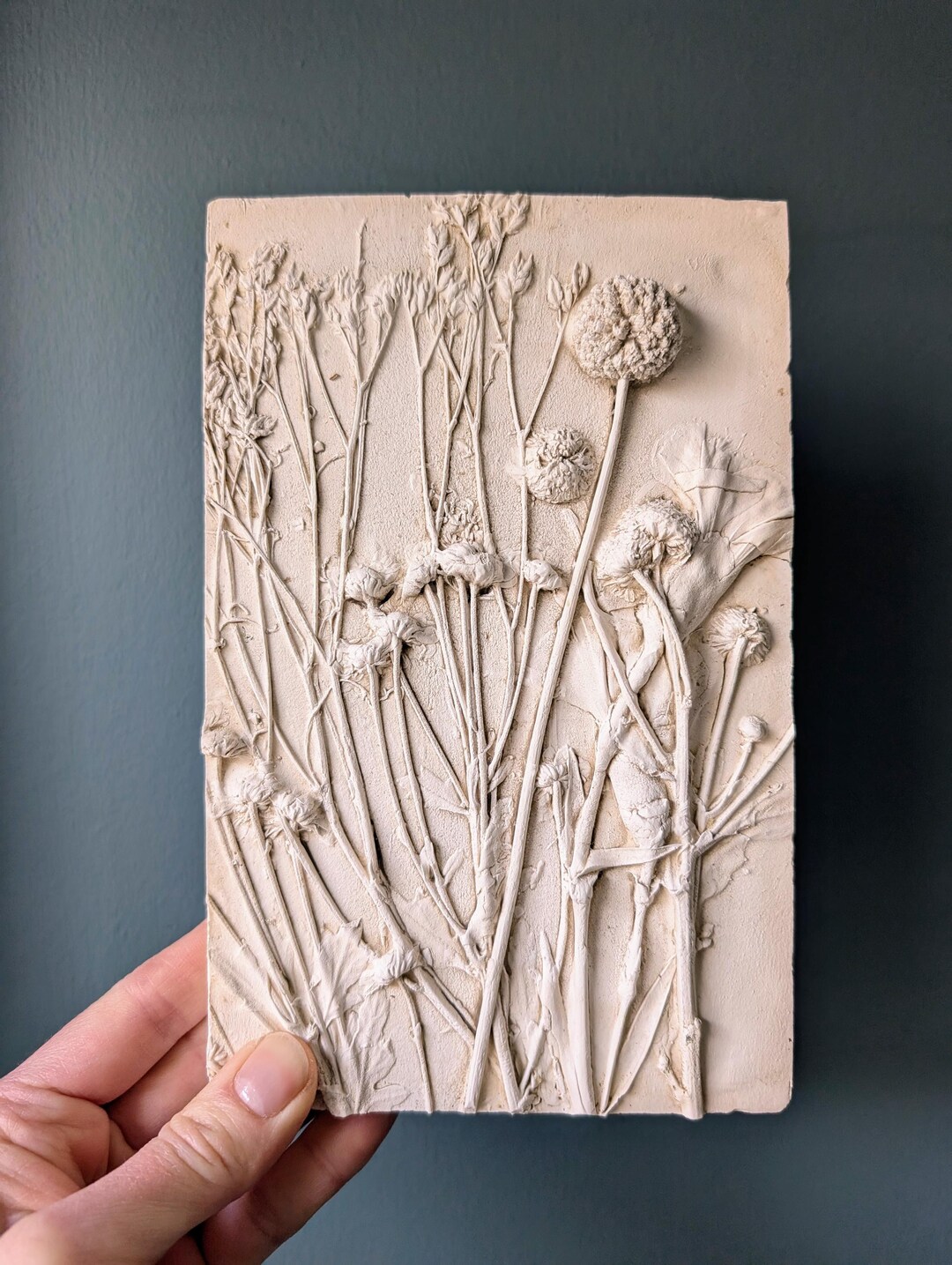 Botanical Bas Relief, Floral Bas Relief, Plaster Cast Tile, Botanical ...