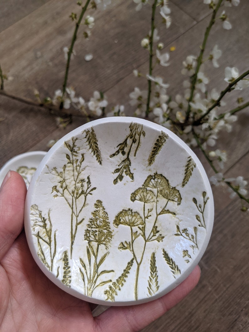 Handmade Wildflower Clay Trinket Dish, Rustic Jewelry Dish - Etsy
