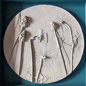 Botanical Bas Relief, Spring Bas Relief, Plaster Cast Hanging ...