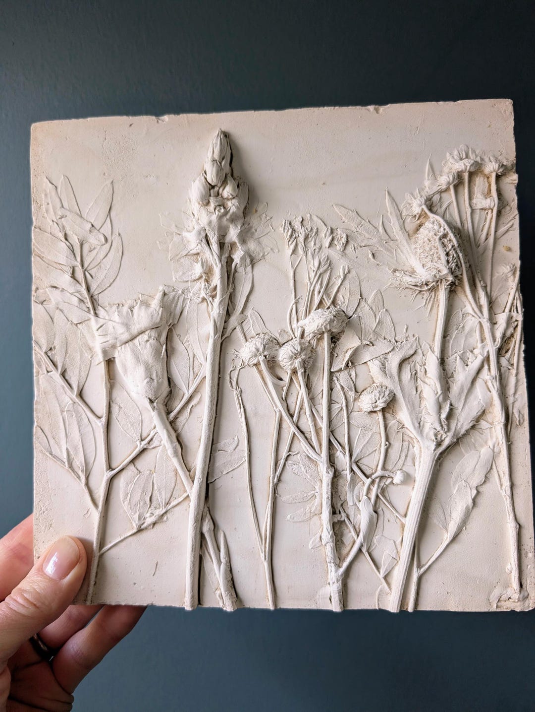 Floral Bas Relief, Bas Relief, Plaster Cast Tile, Botanical Art, Flower ...