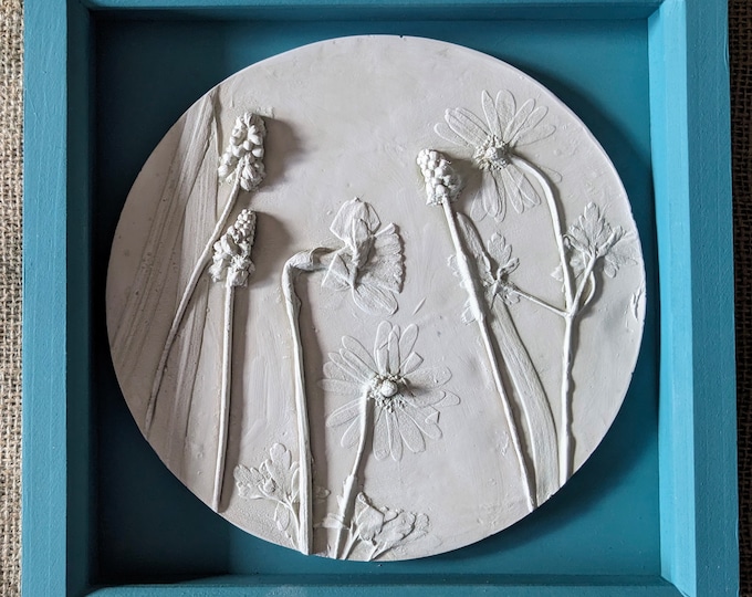 Botanical Bas Relief, Spring Bas Relief, Plaster Cast Hanging ...