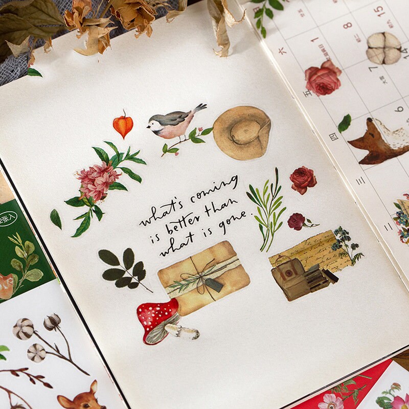 2 Sheets Rub-on Stickers Pack // Flower & Leaves Patterns Rub-on ...