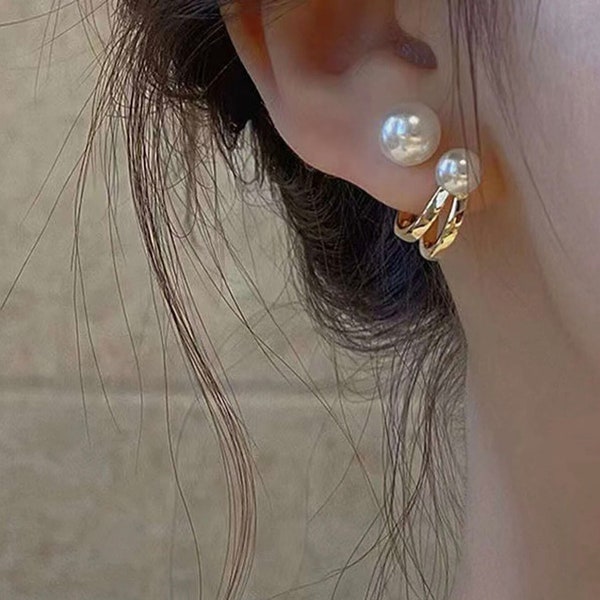 Double Pearl Earring - Etsy