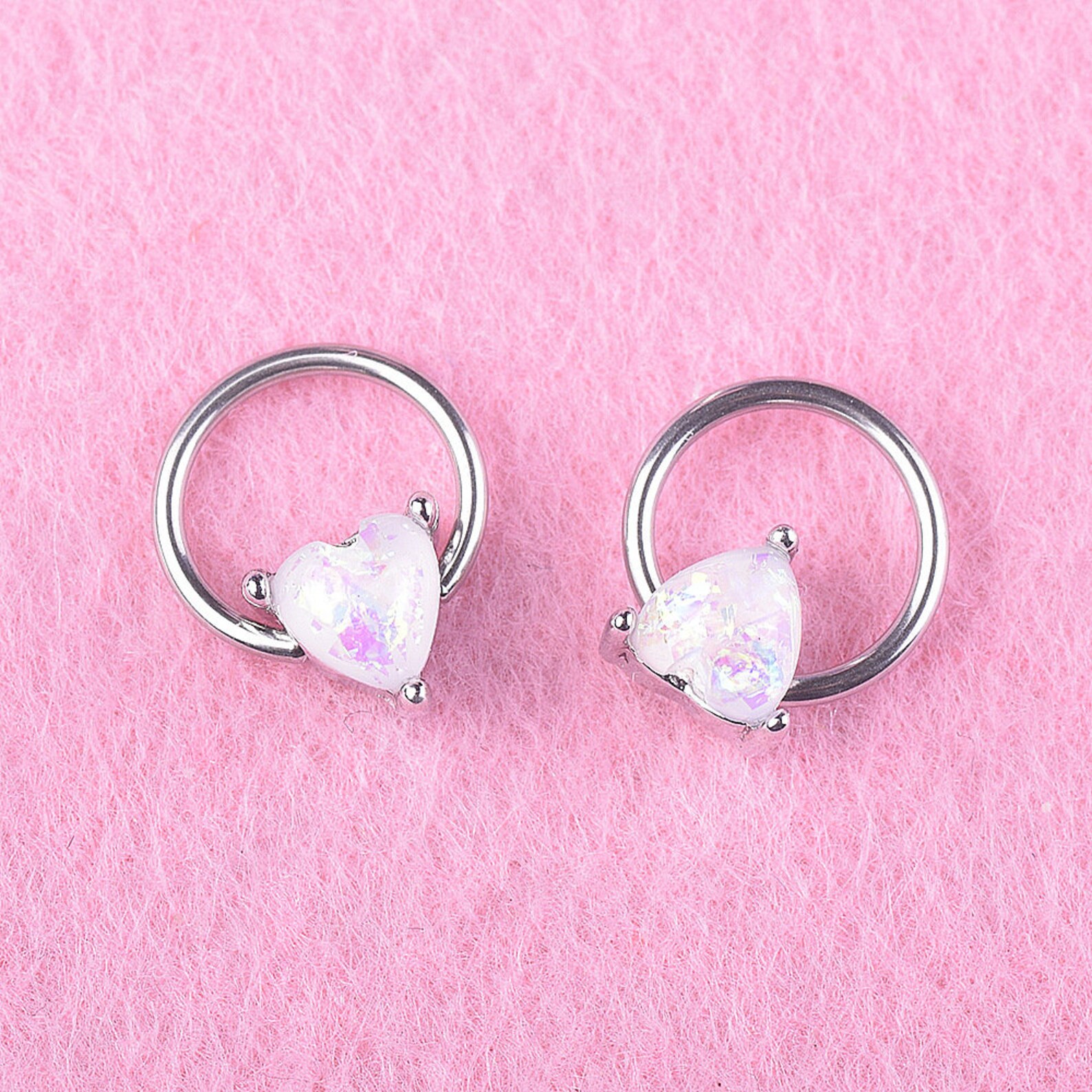 Heart Nose Ring Purple/pink Hoop Small Hoop Nose Ring - Etsy