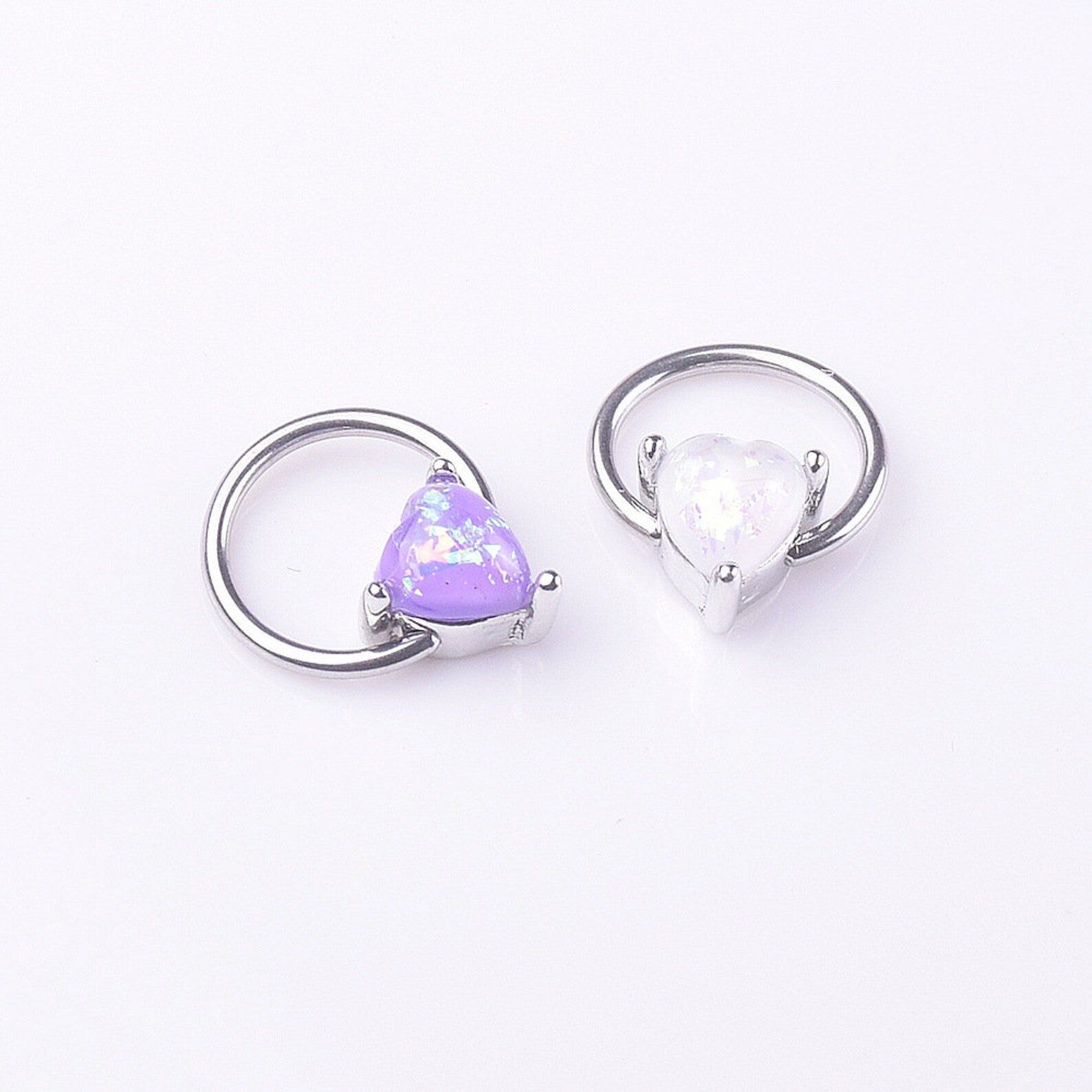 Heart Nose Ring Purple/Pink Hoop Small Hoop Nose Ring | Etsy