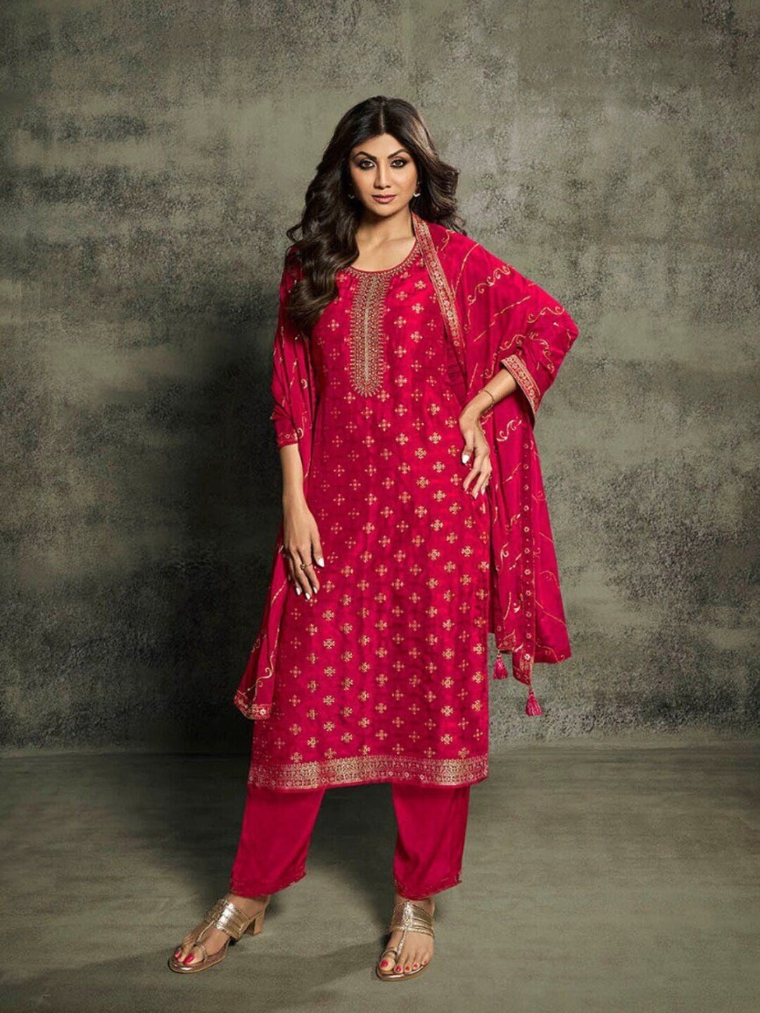 Embroidered Party Wear Jacquard Viscose Salwar Suit Designer - Etsy