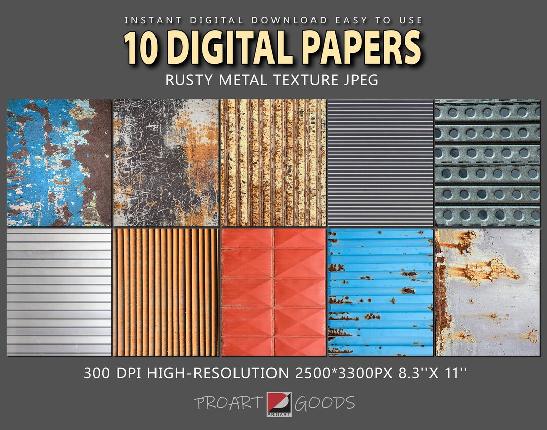 Rusty Metal, Digital Paper, Metal Backdrop, Printable Metal Background ...