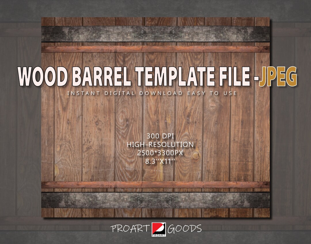 Wood Barrel ,template File , JPEG , Sublimation, Waterslide , Digital ...