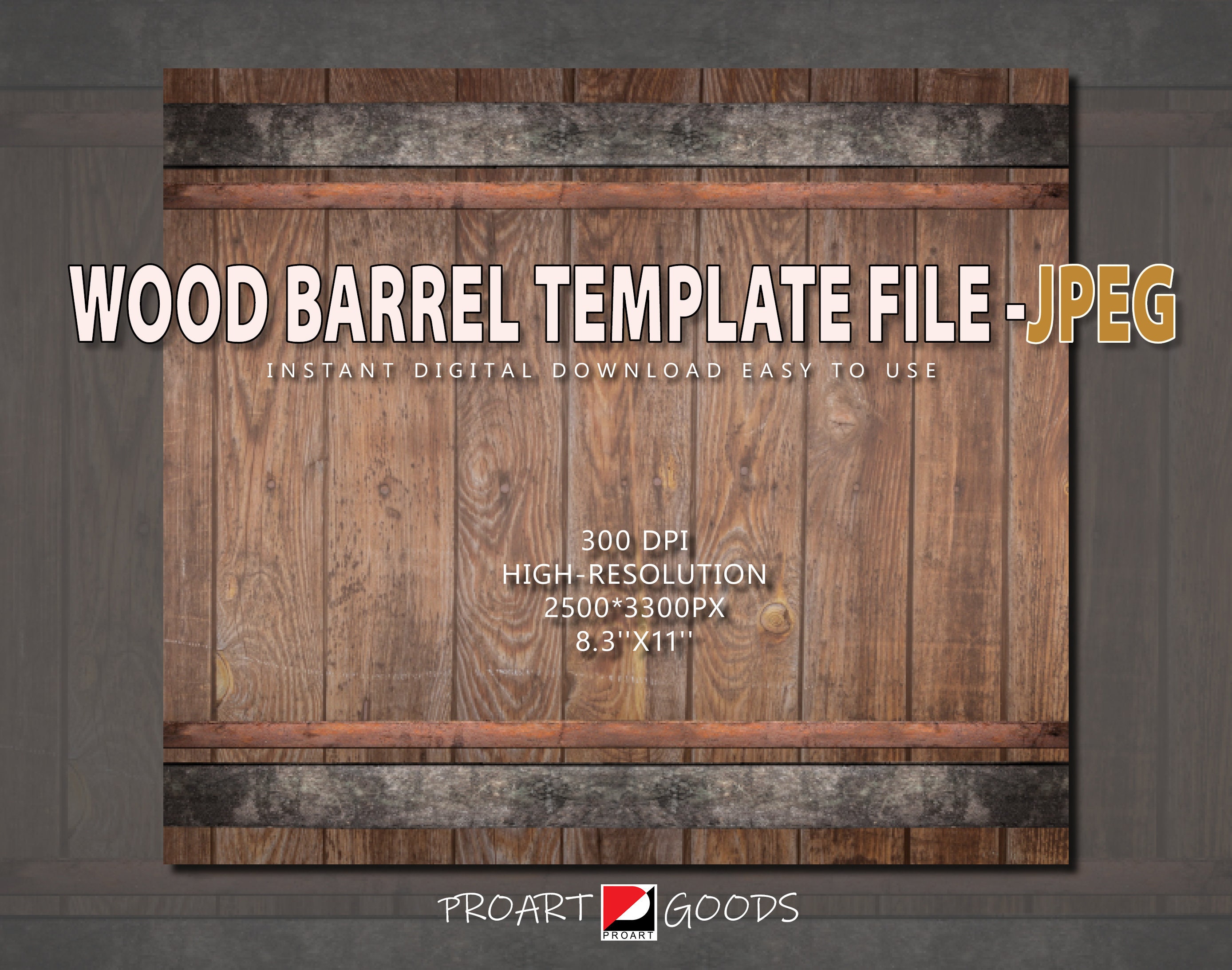 Wood Barrel ,template File , JPEG , Sublimation, Waterslide , Digital ...
