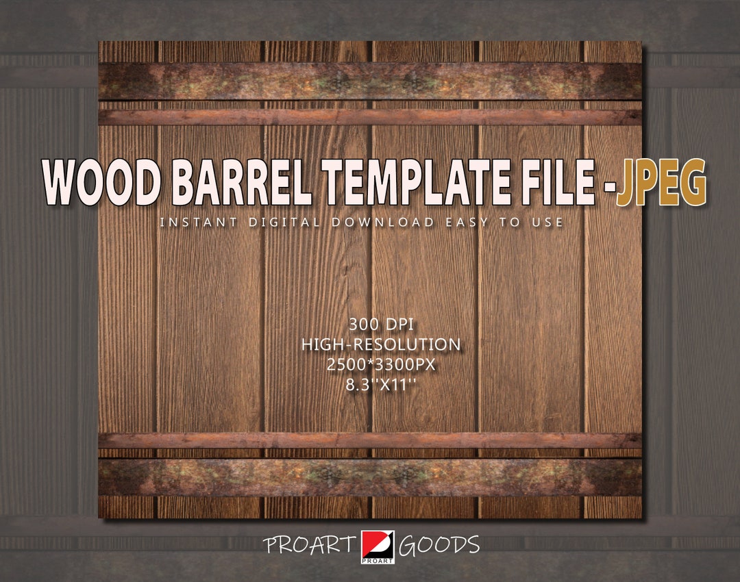 Wood Barrel ,template File , JPEG , Sublimation, Waterslide , Digital ...