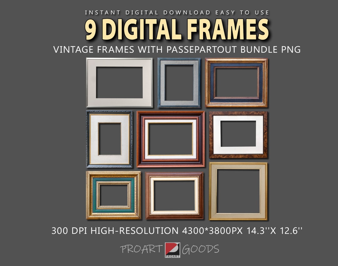 Vintage Frames With Passepartout for Your Designs PNG Digital Frame ...