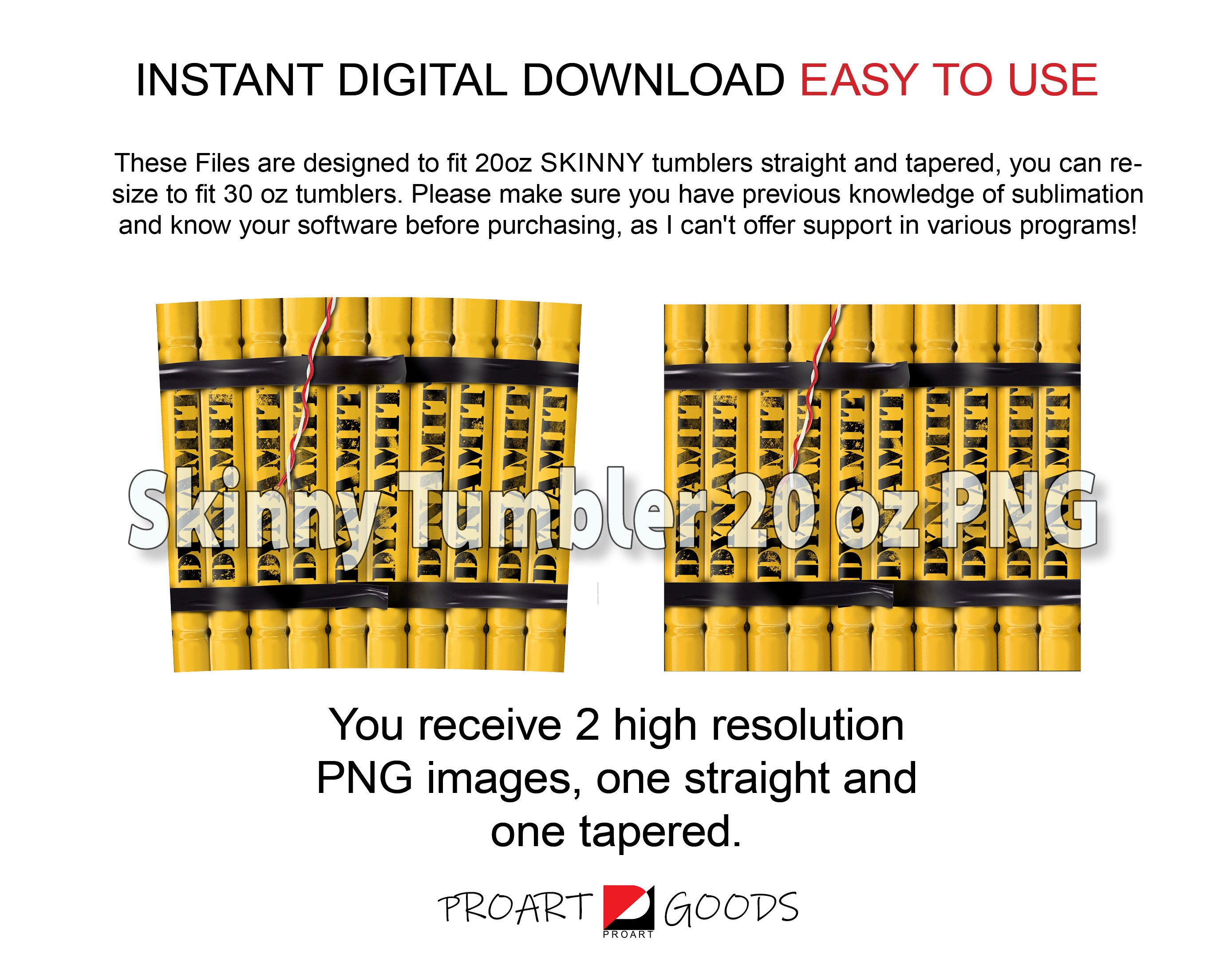 20oz Skinny Tumbler Dynamite Template Straight Tapered Tumbler - Etsy