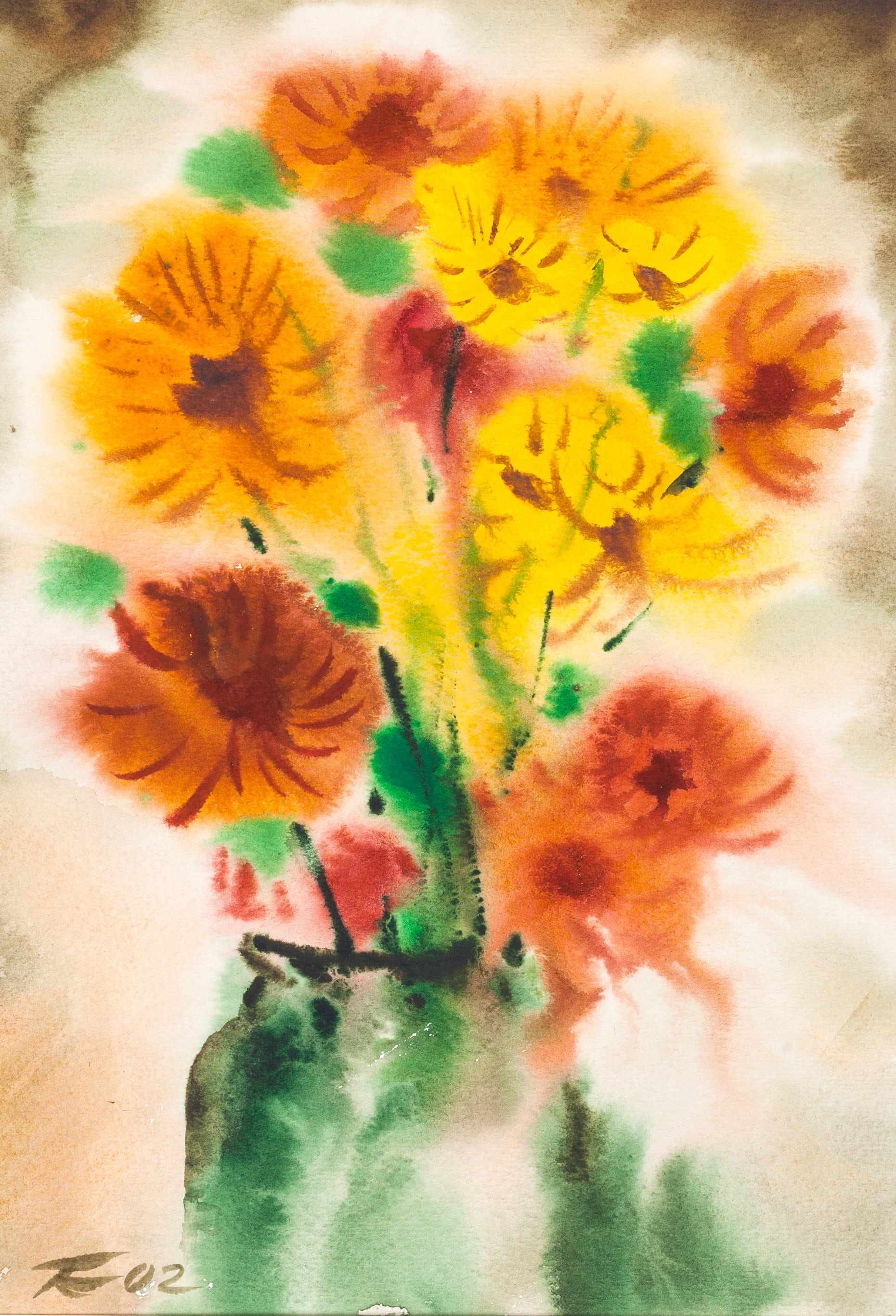 Original acuarela abstracta ramo de hermosas flores. Arte - Etsy España