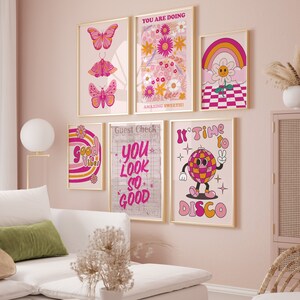 Pink Preppy Room Decor, Aesthetic Preppy Gallery Wall Set of 6 Prints ...