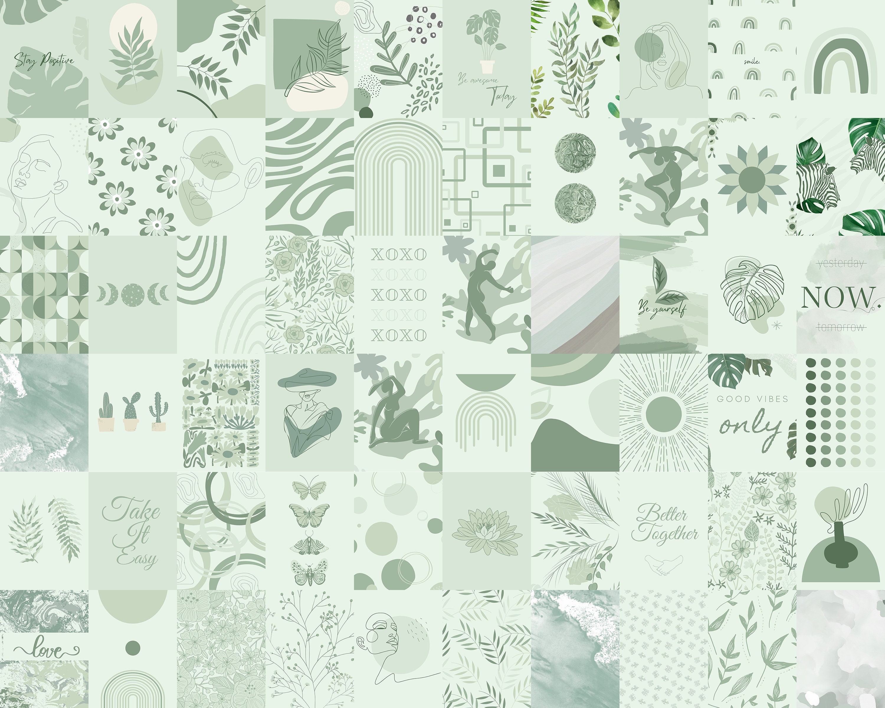 Sage Green Wall Collage Kit Aesthetic Photo Collage Kit - Etsy