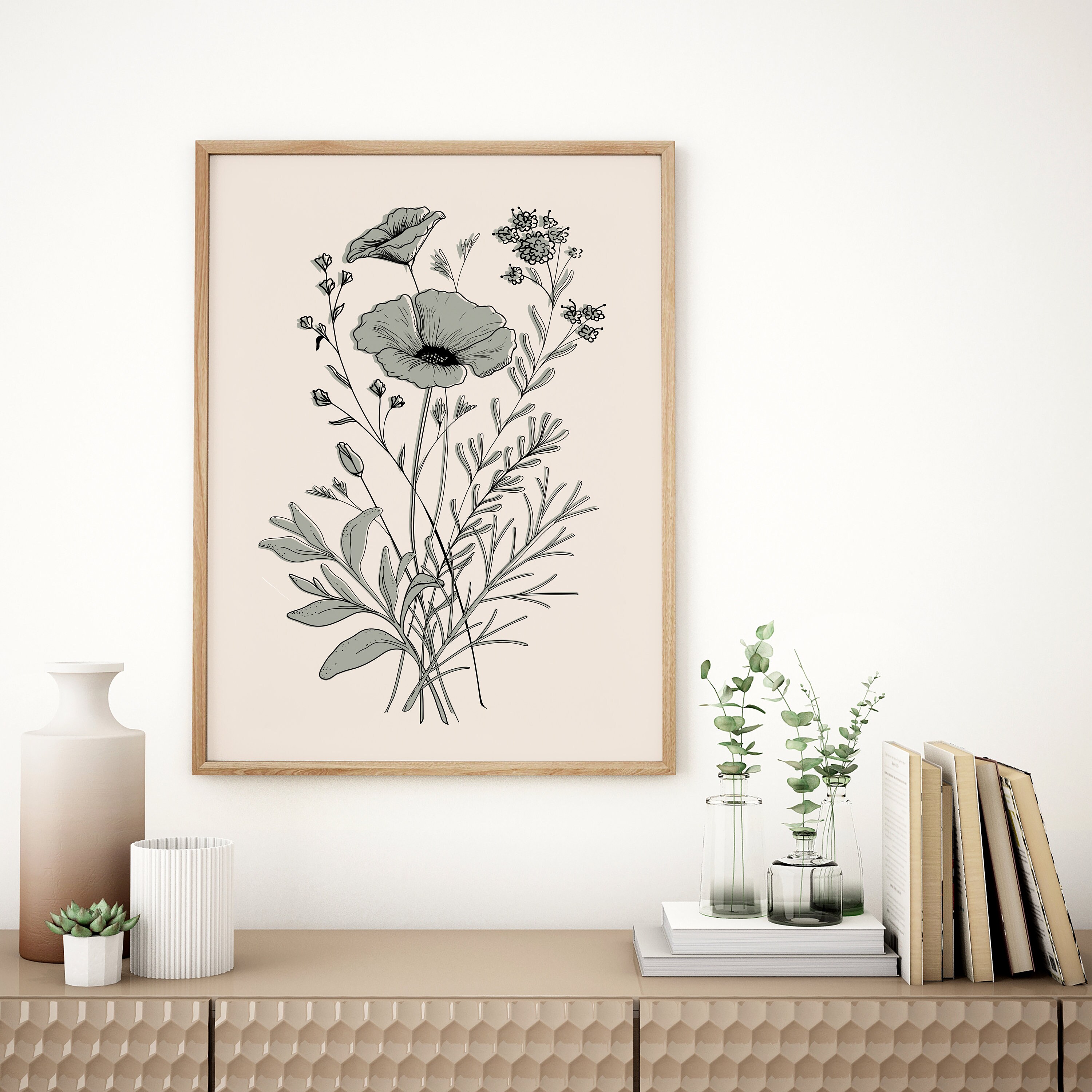 California Poppy Poster Wildflower Print Flower Line Art - Etsy