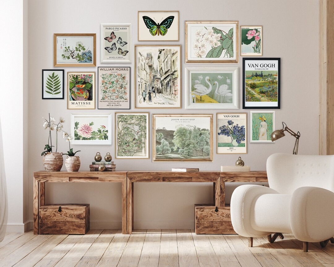 Printable Eclectic Gallery Wall Art Set, Sage Green Wall Print Set ...