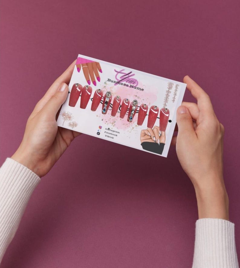 Press on on Nail Display Template Cardstock Manicure Hands Image ...