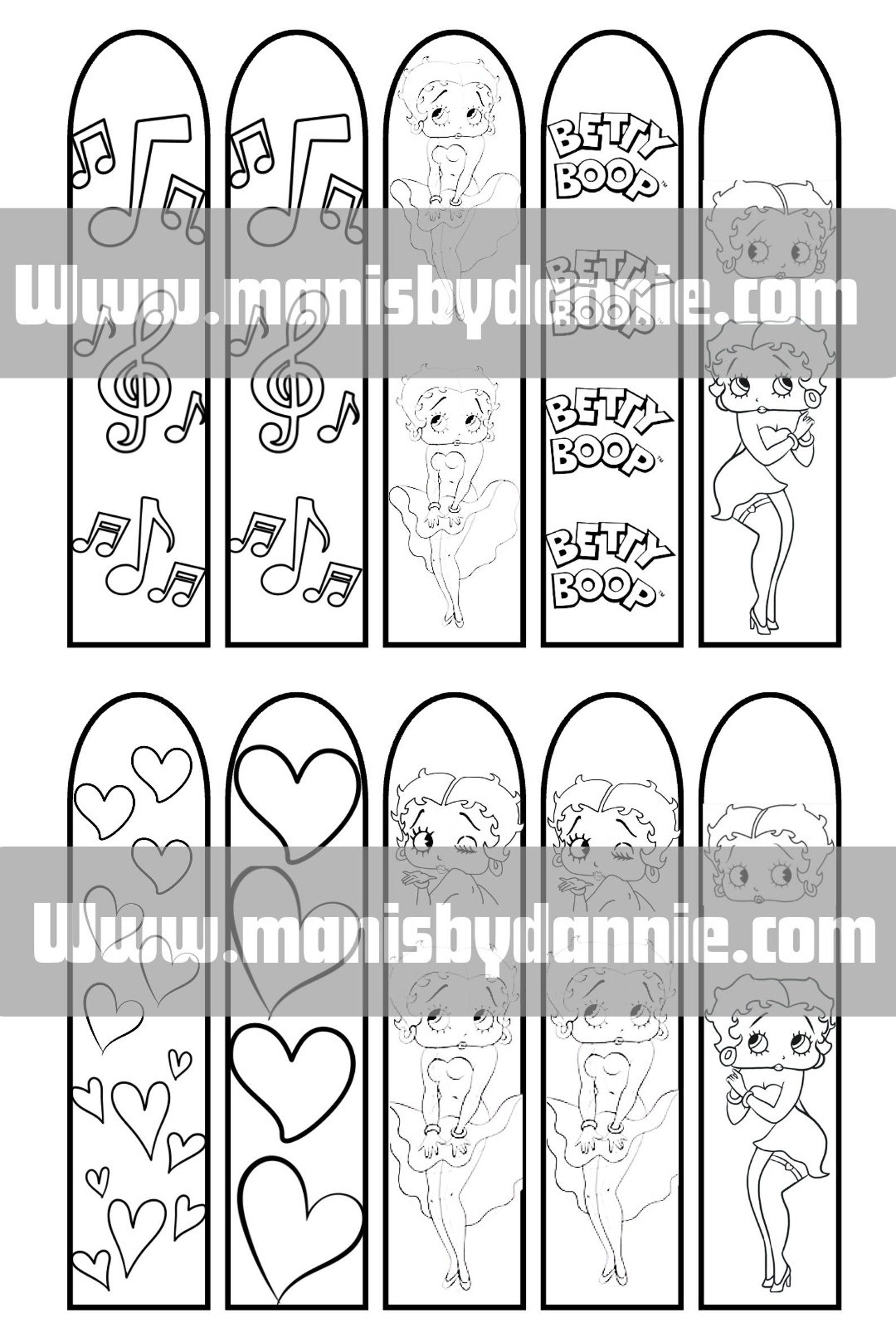 Various Different Traced Outline Fill in Color Nail Paint Template ...