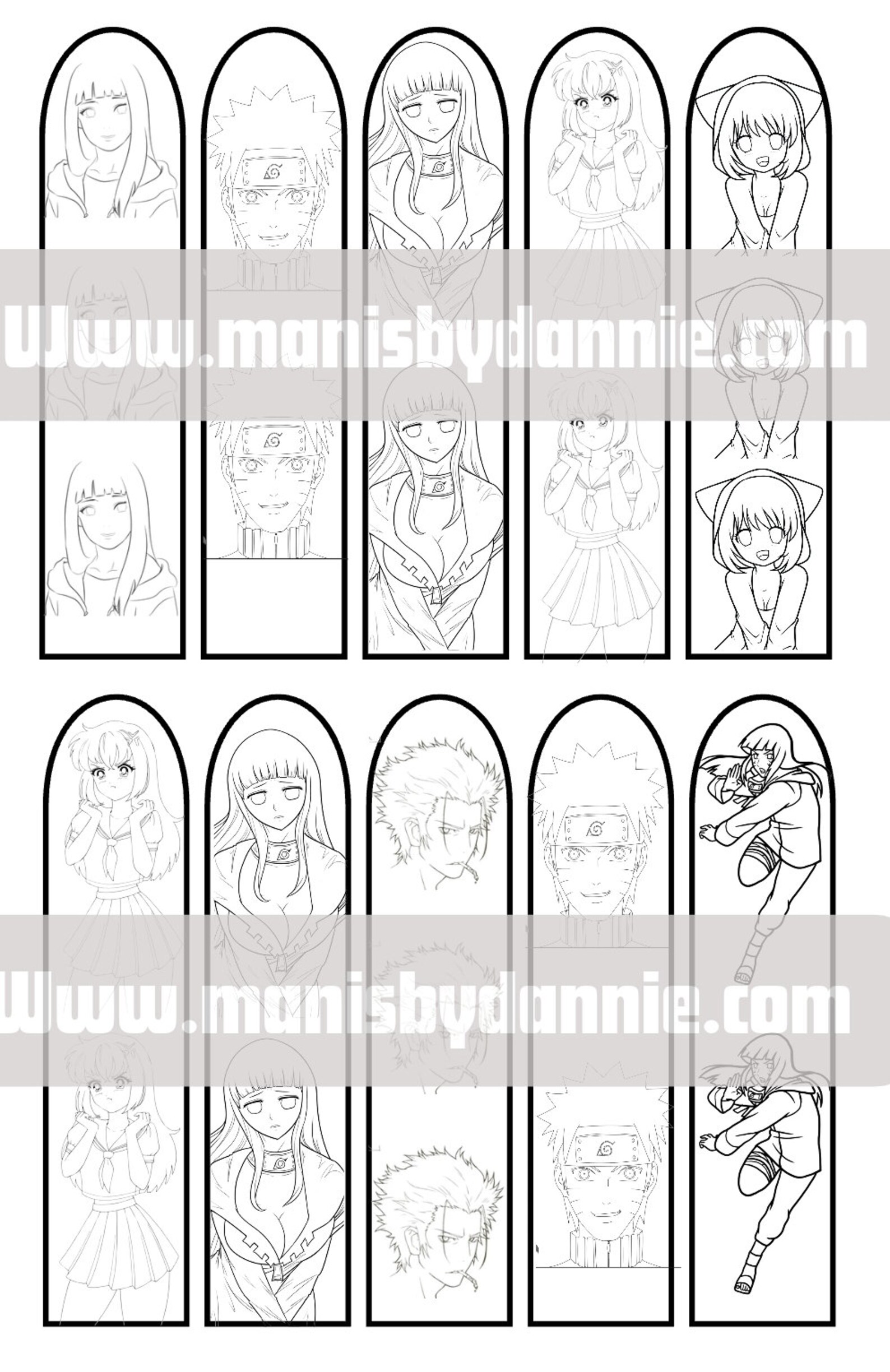 Various Different Traced Outline Fill in Color Nail Paint Template ...