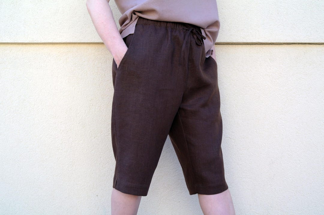 Long Linen Shorts, Womens Linen Shorts, Casual Shorts, Basic Linen ...