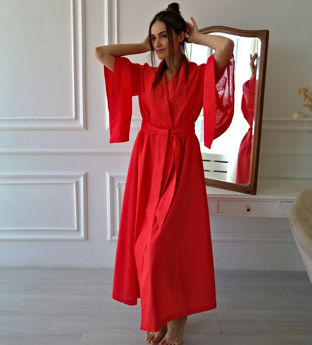 Magic LINEN ROBE Women, Woman Maxi Kimono Robe, Gift for Her, Handmade ...