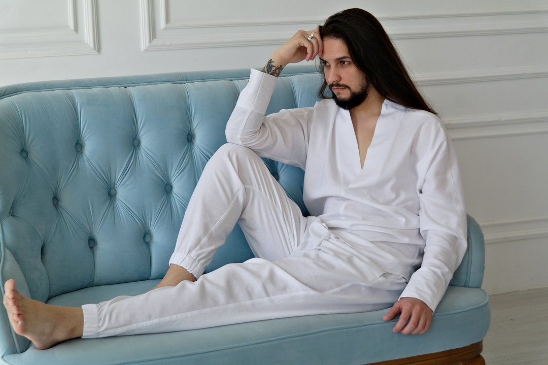 White LINEN SET Men, Mens Linen Set, Summer Flax Suit, Linen Pants Set ...