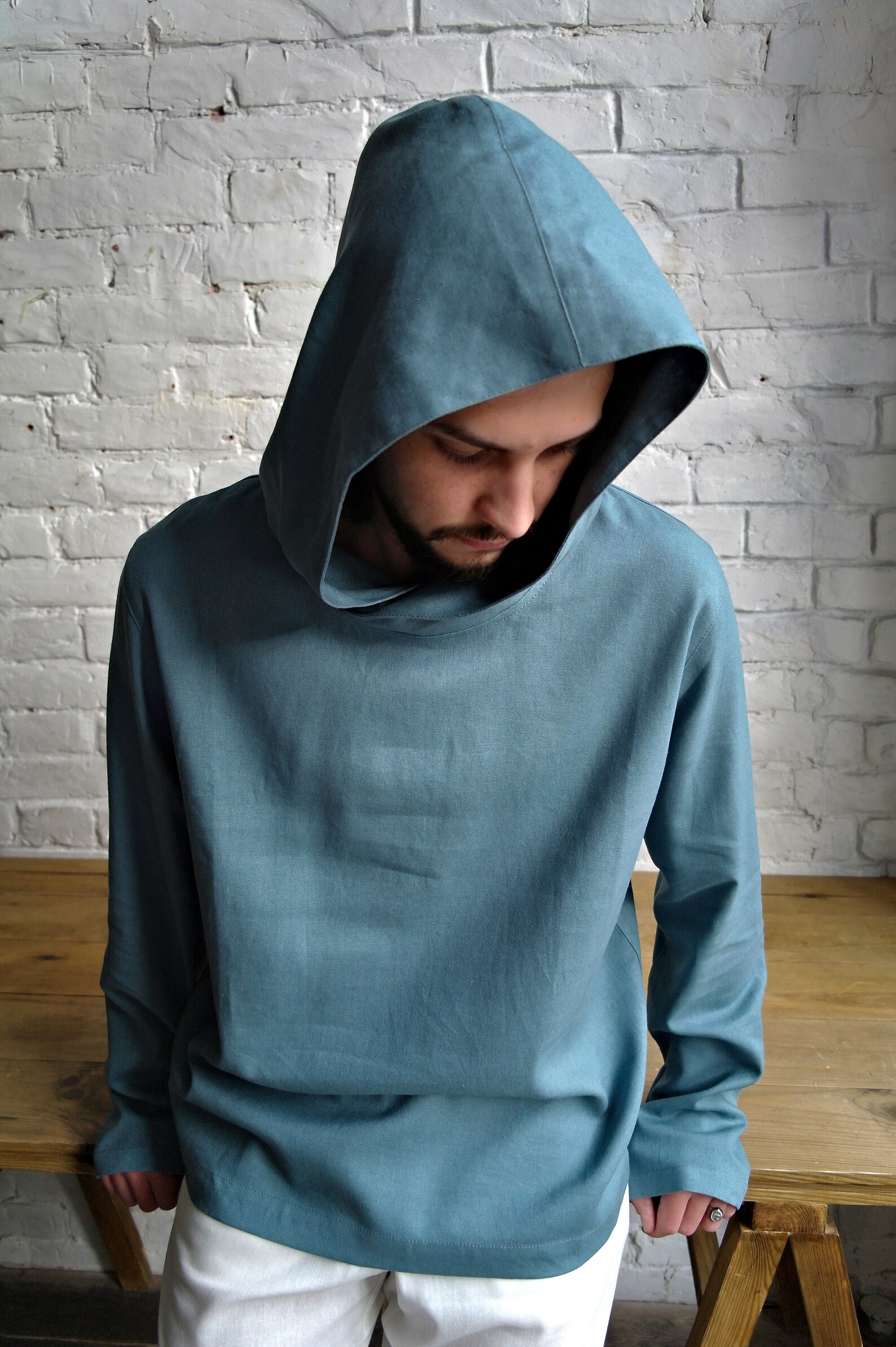 MEN'S LINEN HOODIE, Linen Sweatshirt, Linen Loungewear, Menshirt, Shirt ...