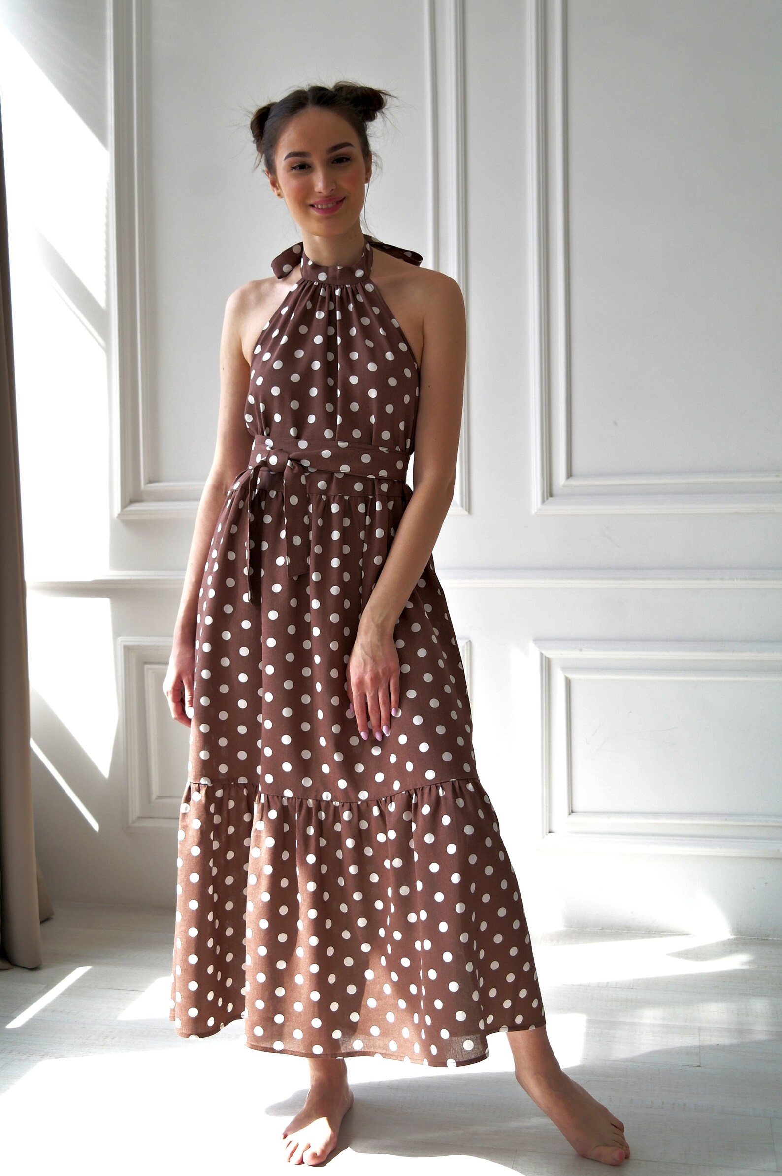 HALTER LINEN DRESS Linen Dress Backless Sundress Flax - Etsy