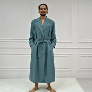 HANDMADE LINEN ROBE for Men, Natural Linen Lounge Wear, Men's Flax Robe ...