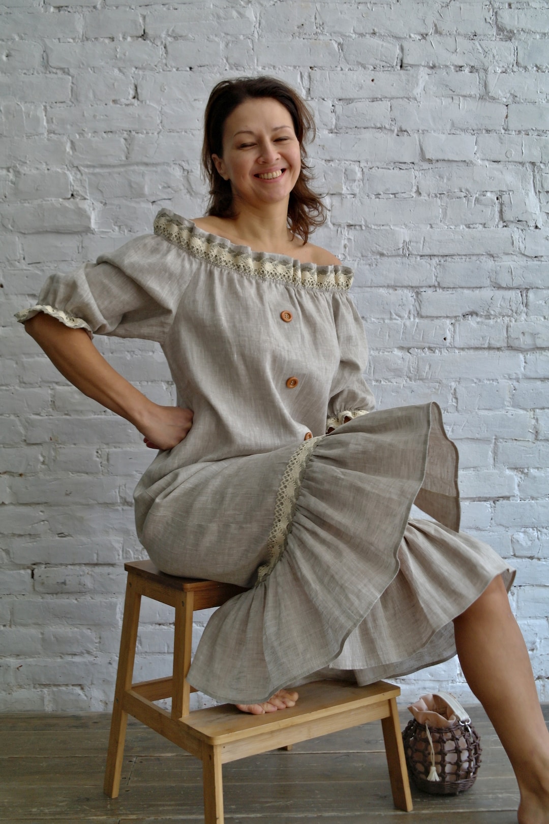 VESTIDO DE LINO, Vestido de mujer étnico, Vestido de lino mujer ...