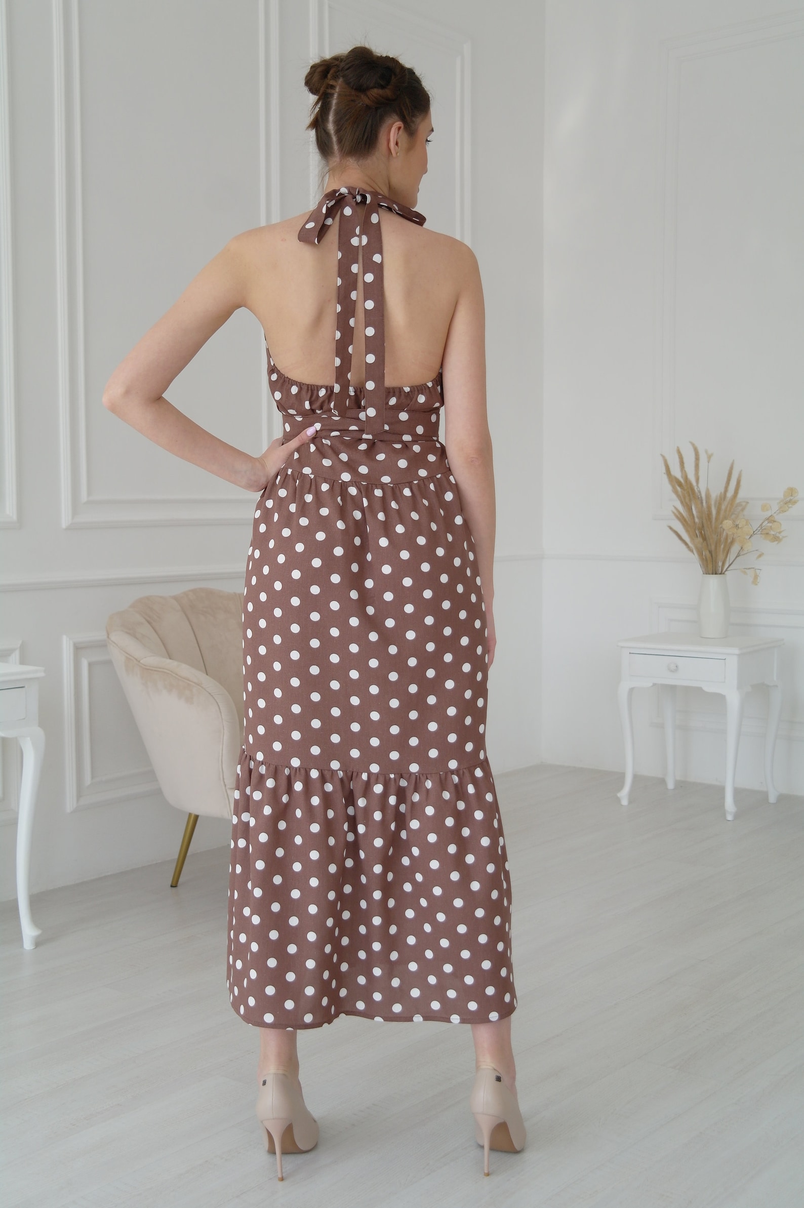 BACKLESS SUNDRESS, Linen Dress Women, Organic Flax Dress, Linen Halter ...