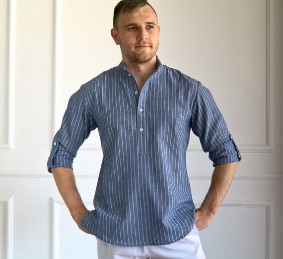 Men's natural linen shirt Men shirt Organic Flax shirt | Etsy