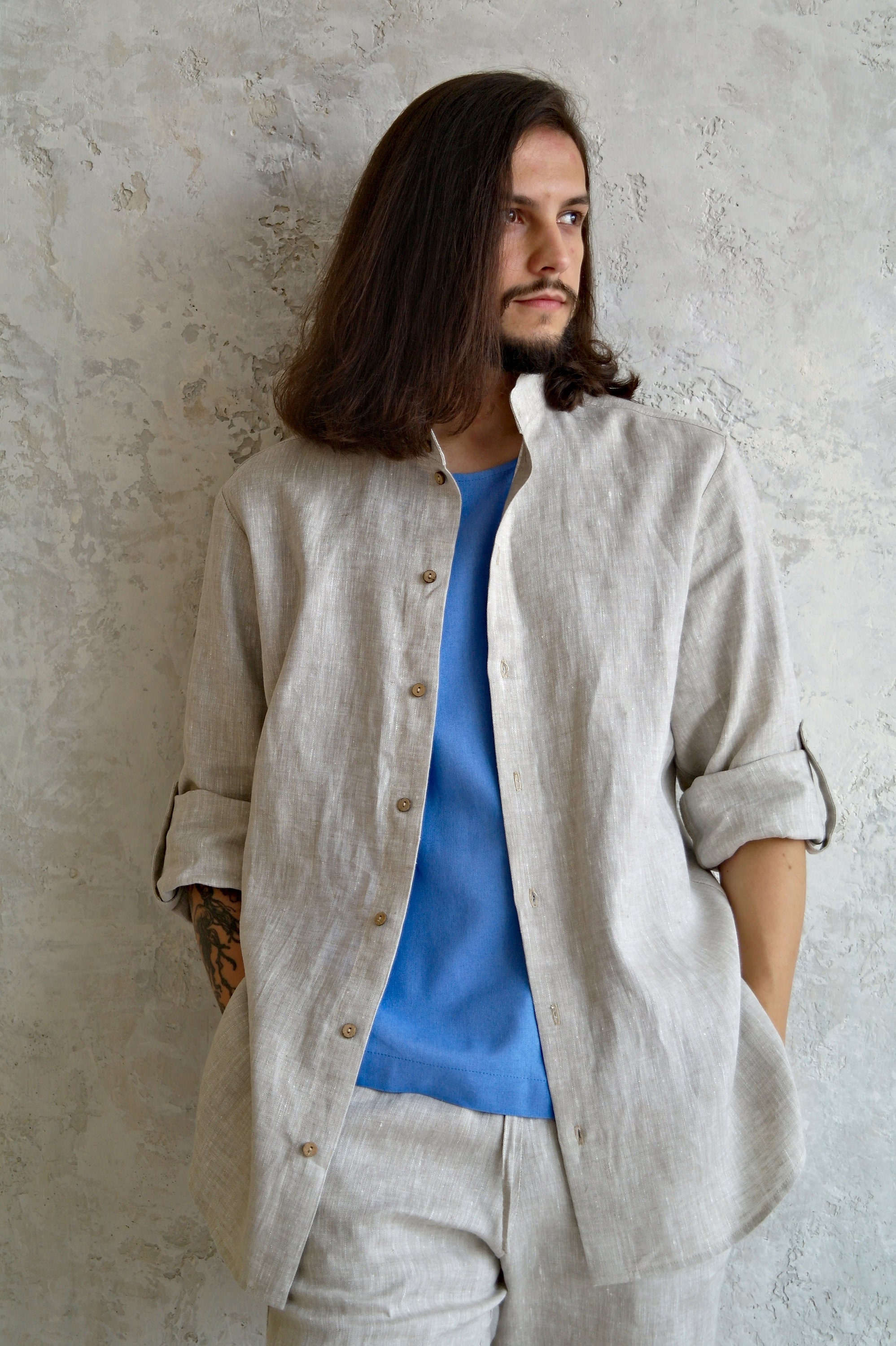 MEN'S LINEN SHIRT, Heavy Linen Shirt Men, Linen Shirt for Men, Men ...