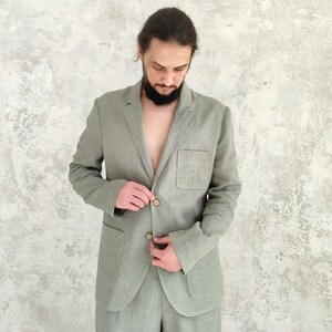 LINEN JACKET Men, Classic Linen Jacket, Men's Organic Flax Blazer, Man ...