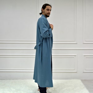 HANDMADE LINEN ROBE for Men, Natural Linen Lounge Wear, Men's Flax Robe ...