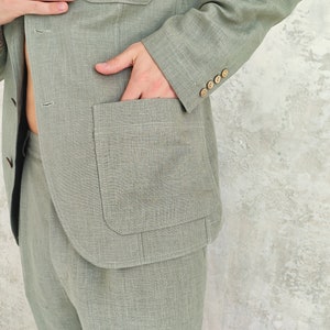 LINEN JACKET Men, Classic Linen Jacket, Men's Organic Flax Blazer, Man ...