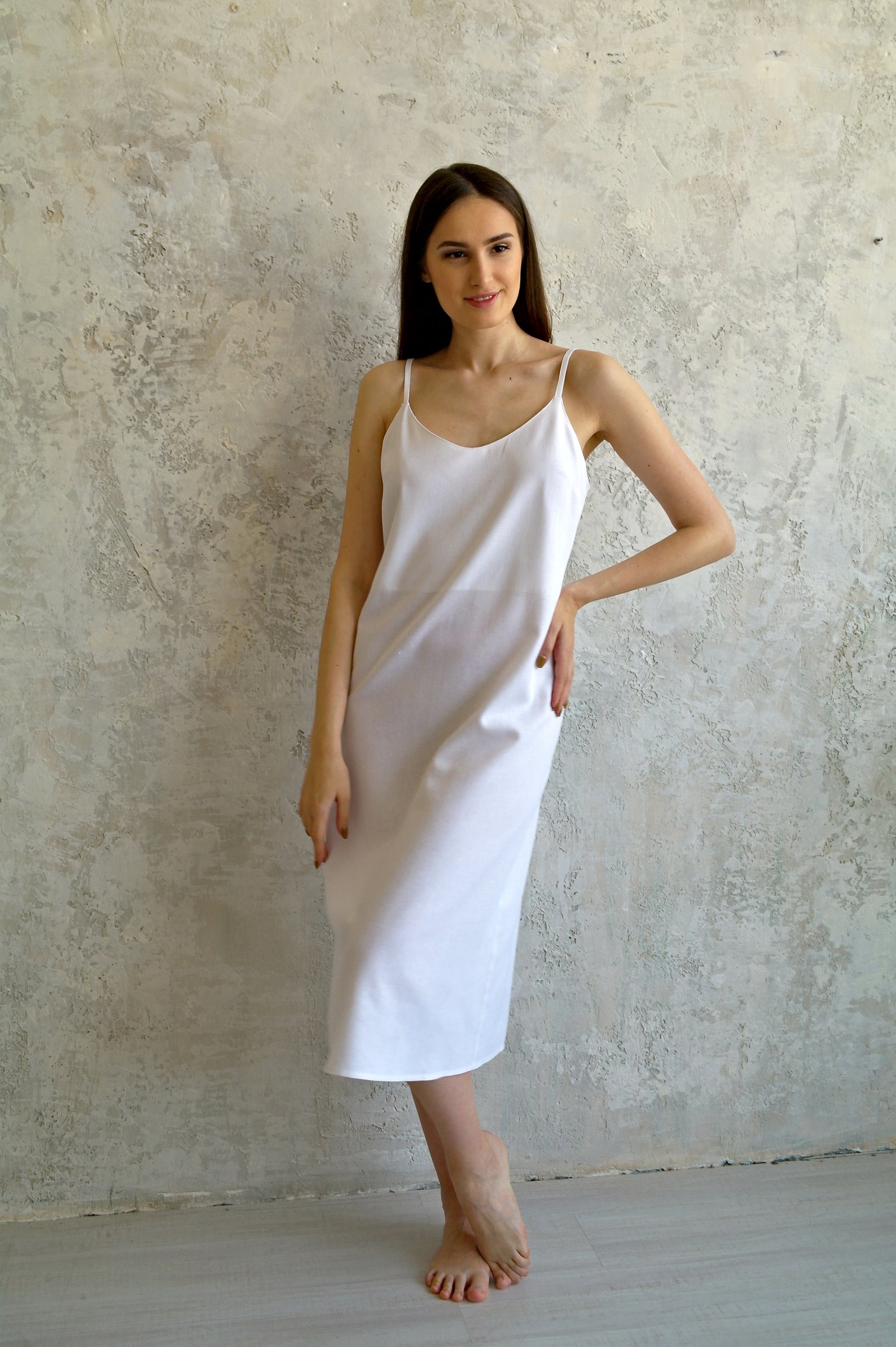 White Linen SUNDRESS Linen Strap Dress Backless Dress Linen - Etsy