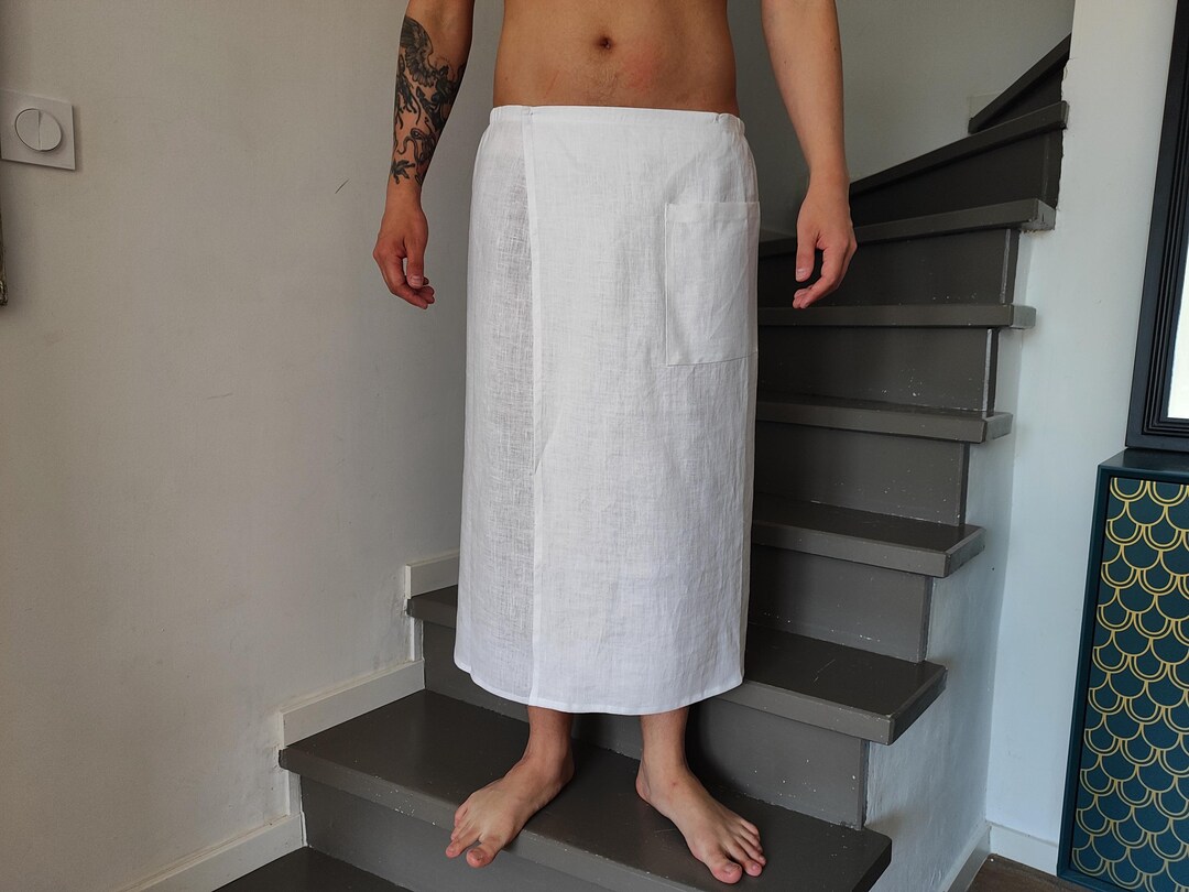 Mens Linen Sarong, Linen Loungewear for Men, Men's Linen Sauna Wrap ...