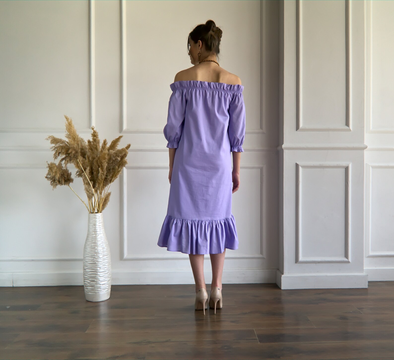 LAVENDER LINEN DRESS off Shoulder Dress Linen Dress for - Etsy