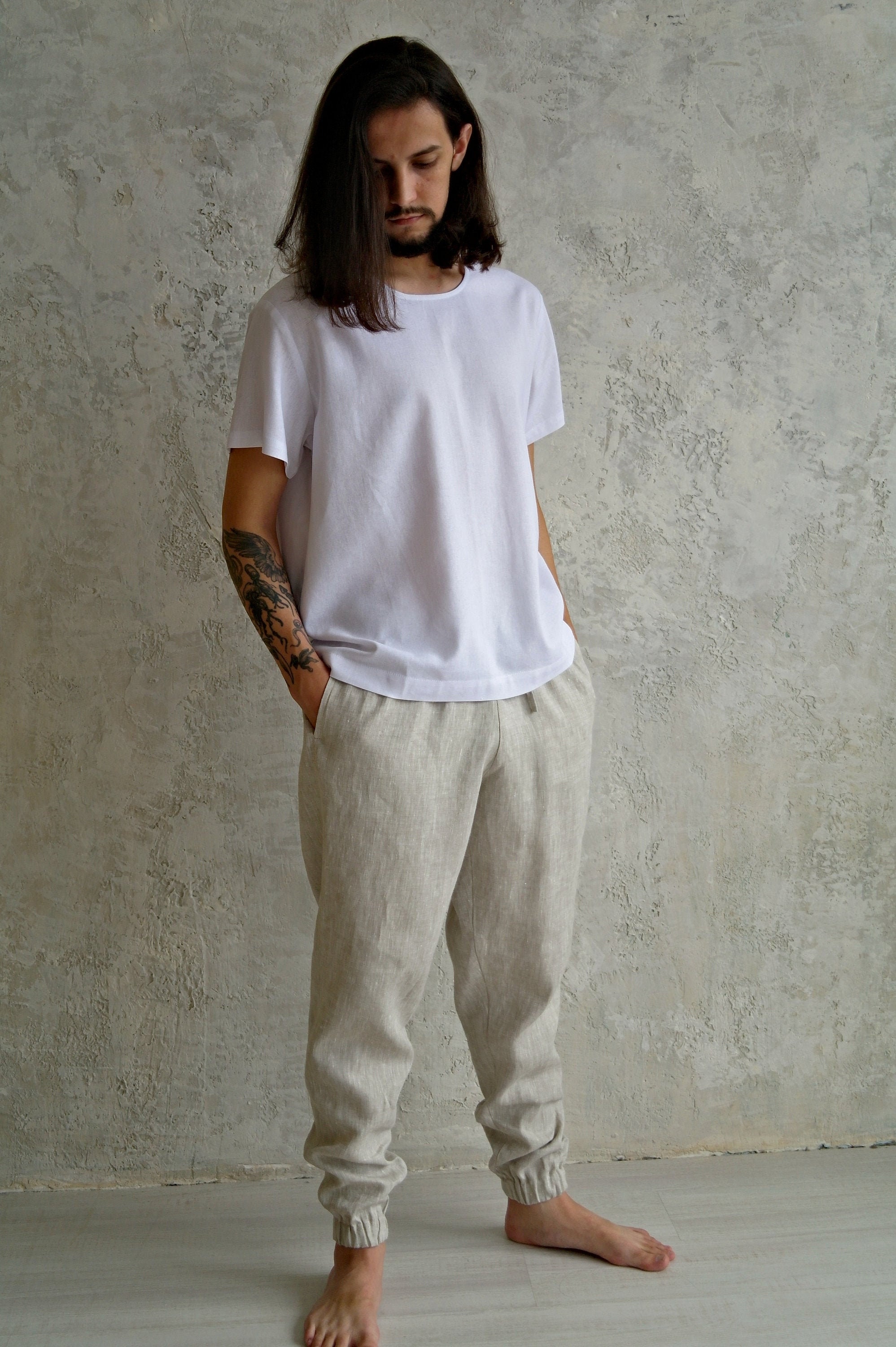 Linen Tees Men MEN'S Linen Shirt White Linen T-shirt - Etsy