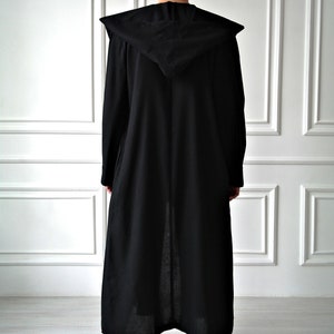 Mens Linen Robe, Linen Robe for Men, Hooded Black Robe, Black Hoodie ...