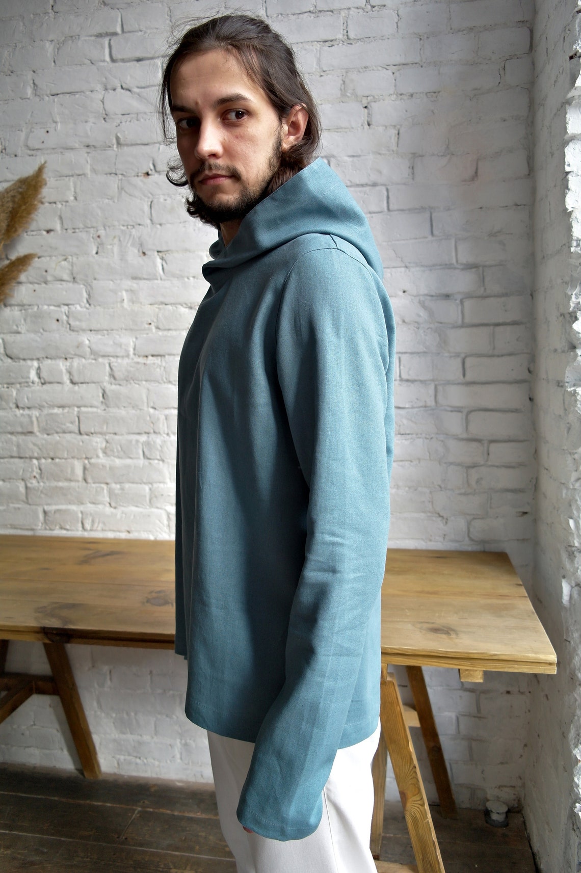 MEN'S LINEN HOODIE Linen sweatshirt Linen loungewear | Etsy