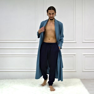 HANDMADE LINEN ROBE for Men, Natural Linen Lounge Wear, Men's Flax Robe ...