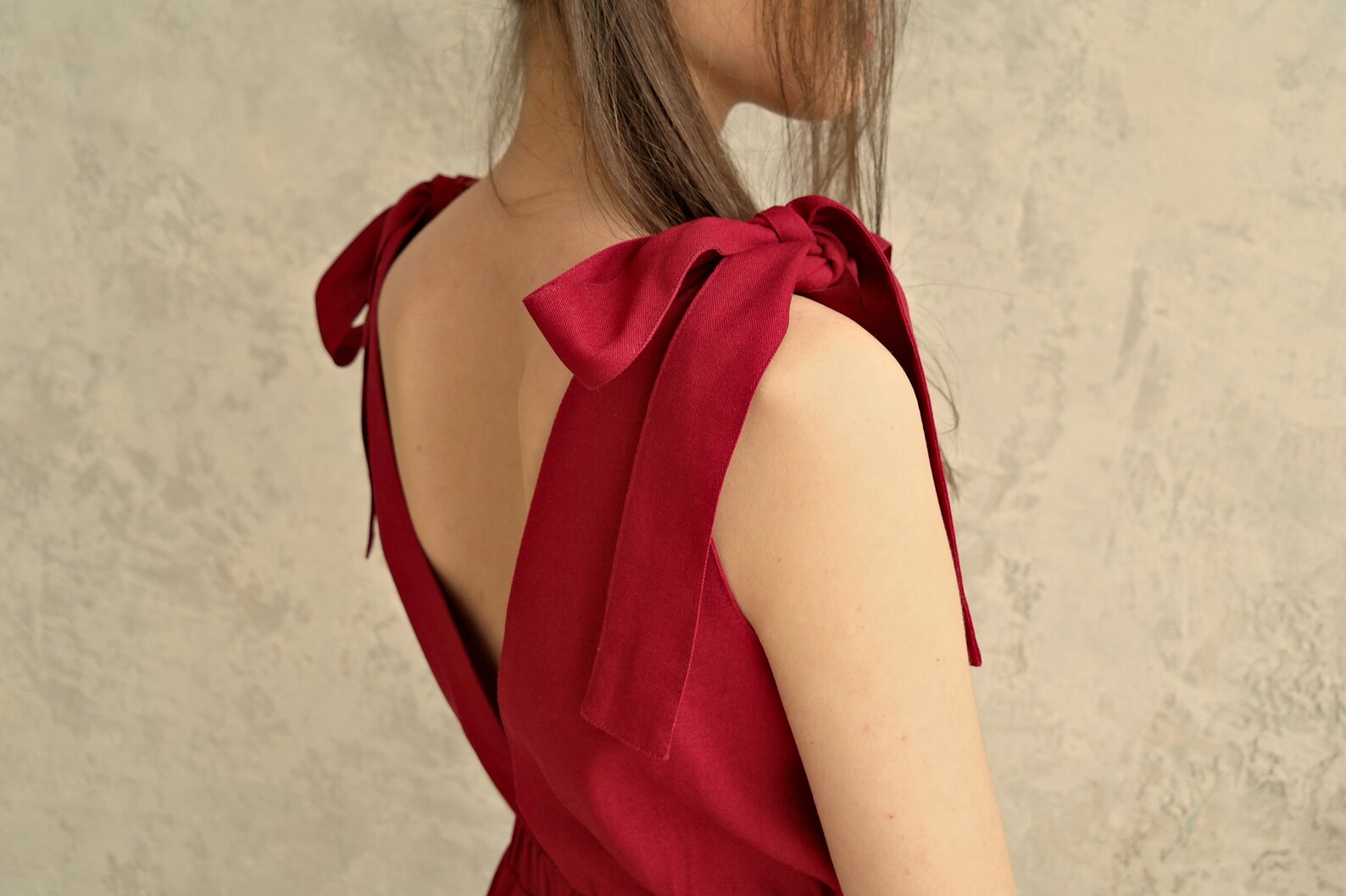 Open Back Linen SUNDRESS Backless Sundress Strap Dress | Etsy