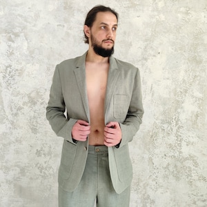 LINEN JACKET Men, Classic Linen Jacket, Men's Organic Flax Blazer, Man ...