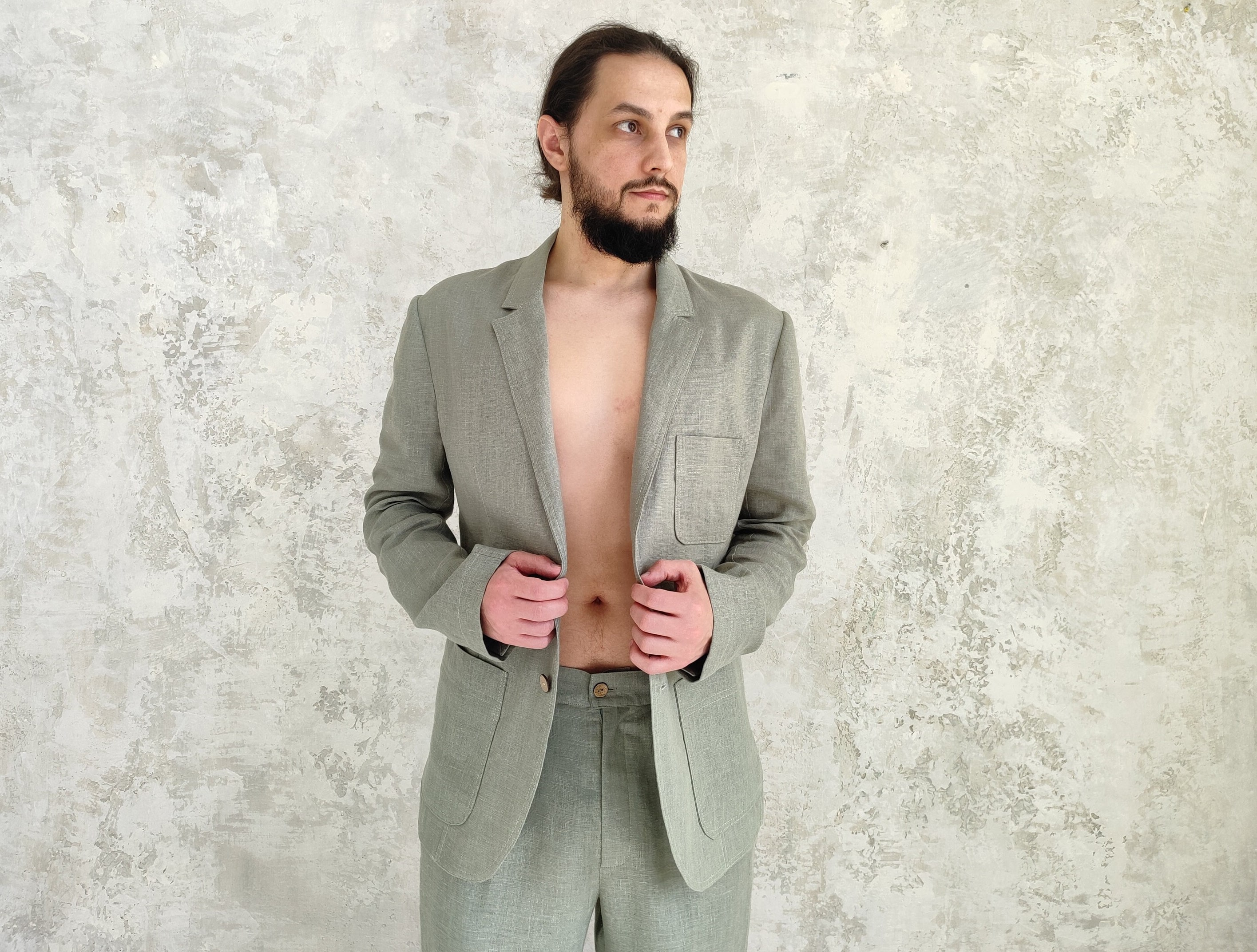 LINEN JACKET Men, Classic Linen Jacket, Men's Organic Flax Blazer, Man ...