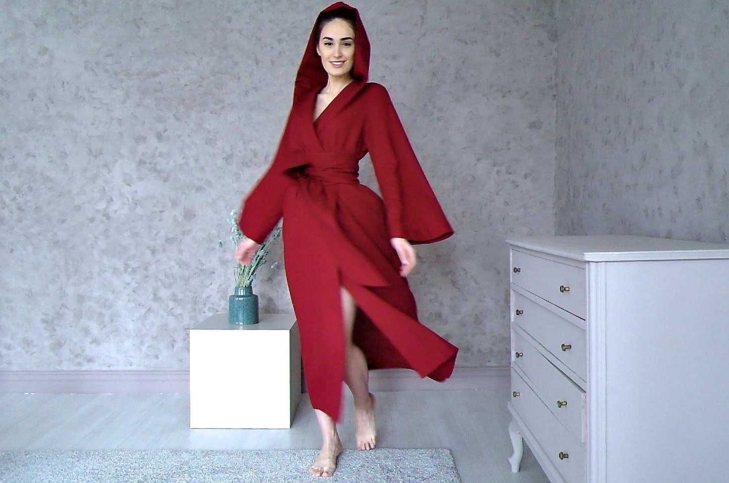 WOMEN'S robe Linen robe Long linen robe Kimono robe | Etsy