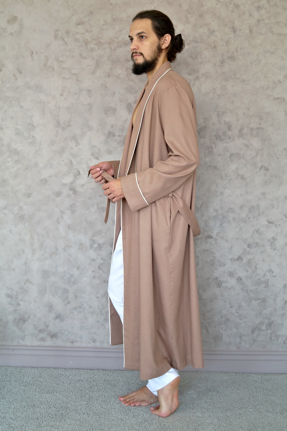 MENS Linen ROBE Handmade Linen Robe Linen Men Robe Natural - Etsy